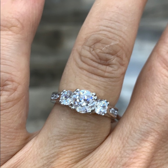 Jewelry | 3 Stone Engagement Ring With 2 Wedding Bands 3pc Set | Poshmark